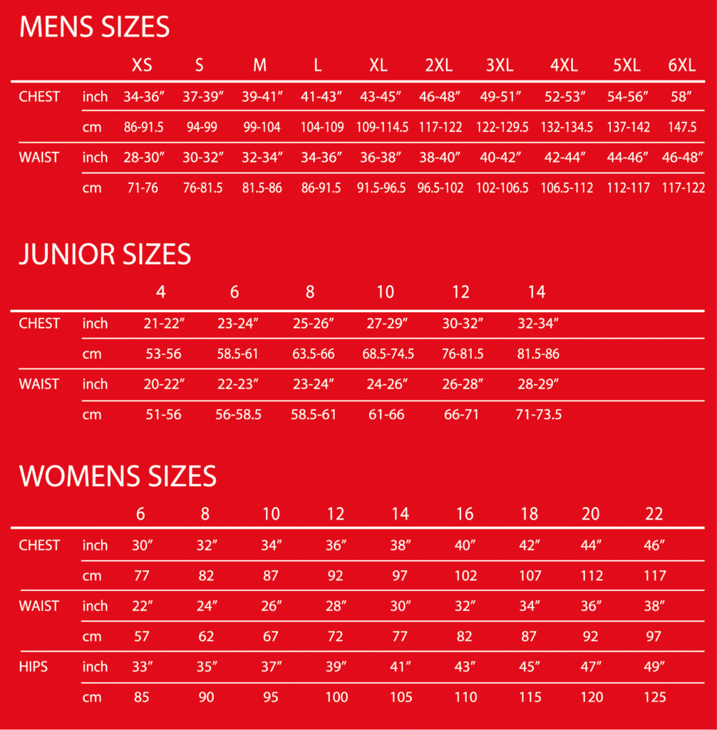 Size Guide - Ripon RUFC